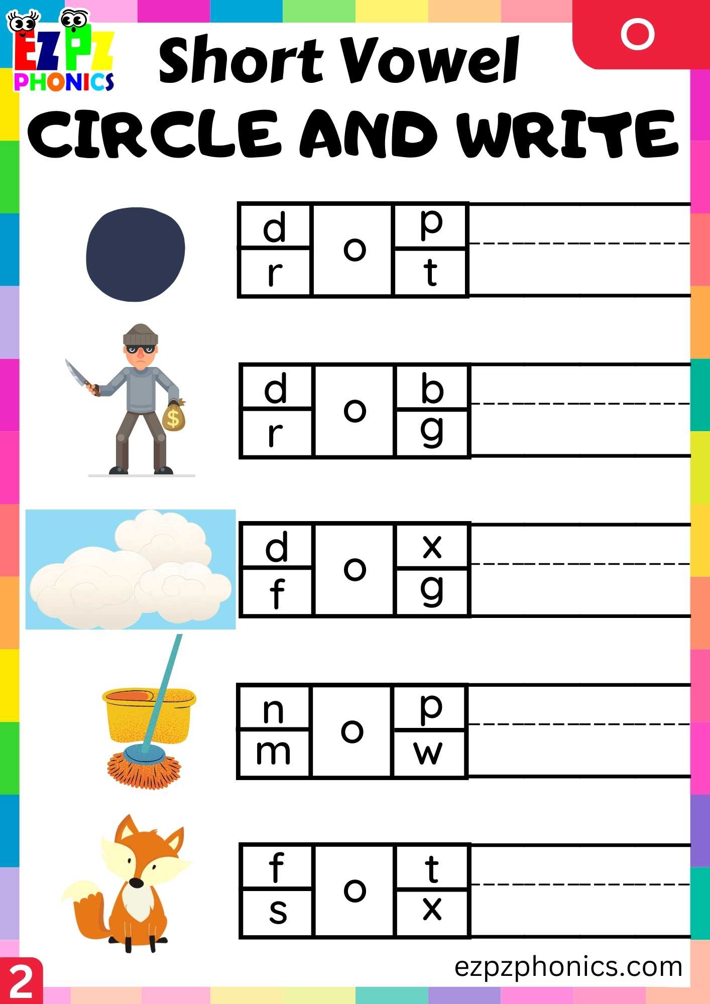 Group2 O Words Circle And Write Short Vowel CVC Words Worksheet ... Group2 O Words Circle And Write Short Vowel CVC Words Worksheet ...